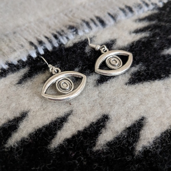 Urban Outfitters | Jewelry | Illuminati Evil Eye Silver Earrings | Poshmark